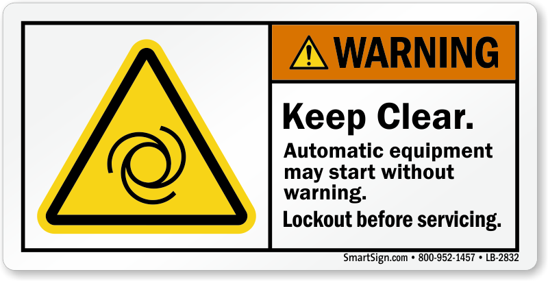 Keep Clear Automatic Equipment May Start Label, Low Prices!, SKU: LB-2832