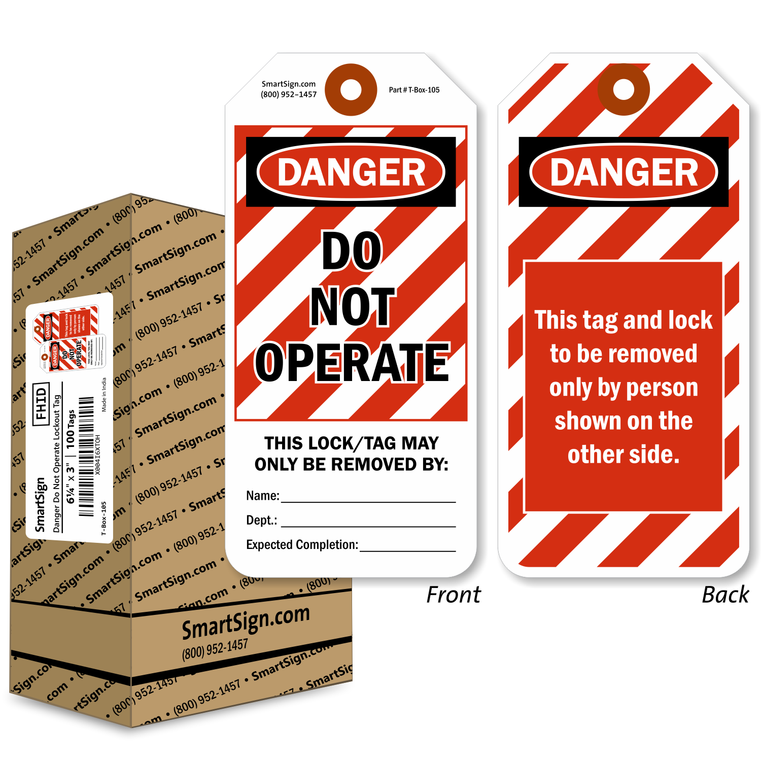 Danger Do Not Operate Lockout Tag-in-a-Box, SKU: T-BOX-105